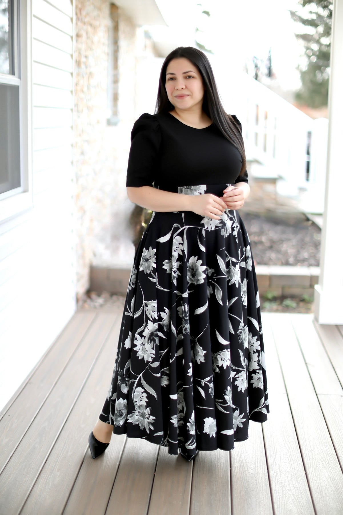 Black Grey Flowers Maxi Dress – Beauty In Modesty Boutique